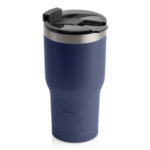 rtic 20 oz insulated tumbler stainless steel coffee travel mug with lid, spill proof, hot beverage and cold, portable thermal cup for car, camping, navy