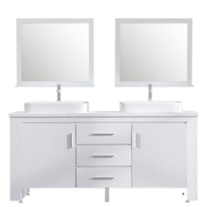 luca kitchen & bath lc72lwn adeline 72" double white vanity with sink combo and mirror