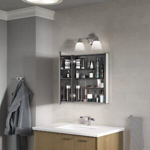 KOHLER Medicine Cabinet, Bathroom Medicine Cabinet, Slow-Close Mirrored Door and Interior, Surface or Recessed Installation