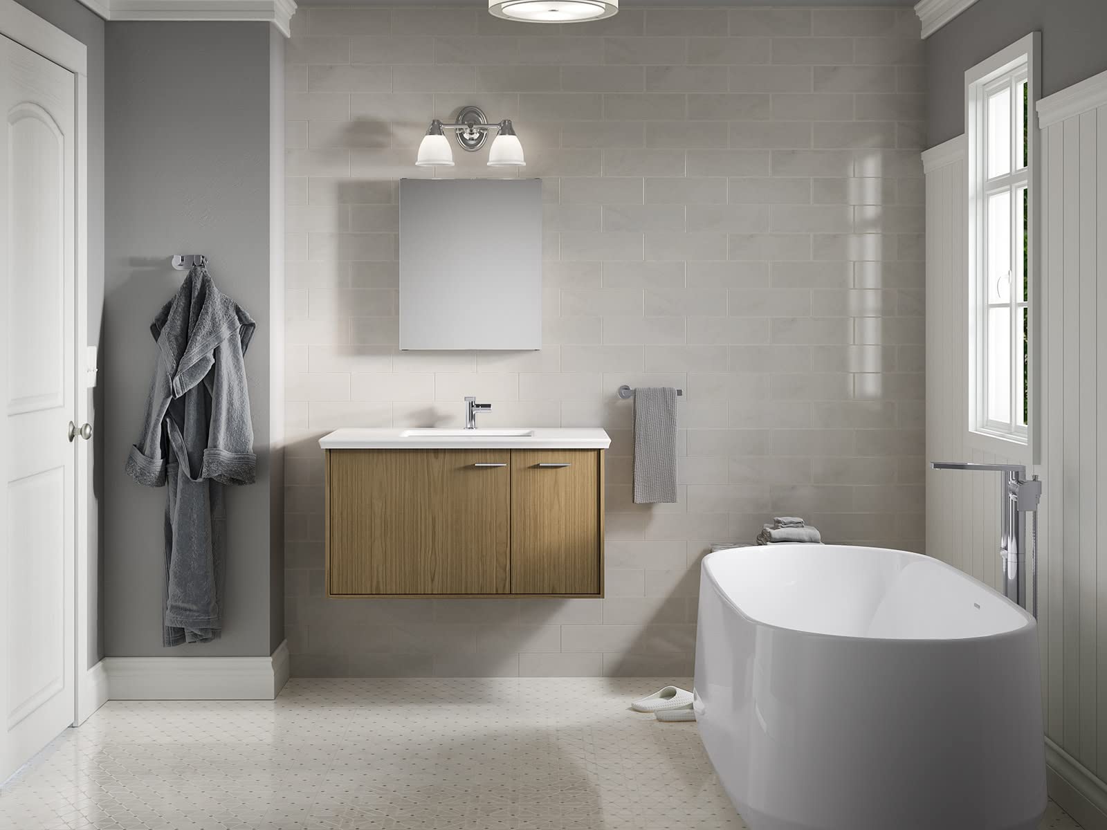 KOHLER Medicine Cabinet, Bathroom Medicine Cabinet, Slow-Close Mirrored Door and Interior, Surface or Recessed Installation