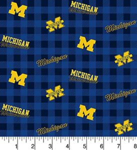 university of michigan cotton fabric buffalo plaid design-newest pattern-sold by the yard-sykel