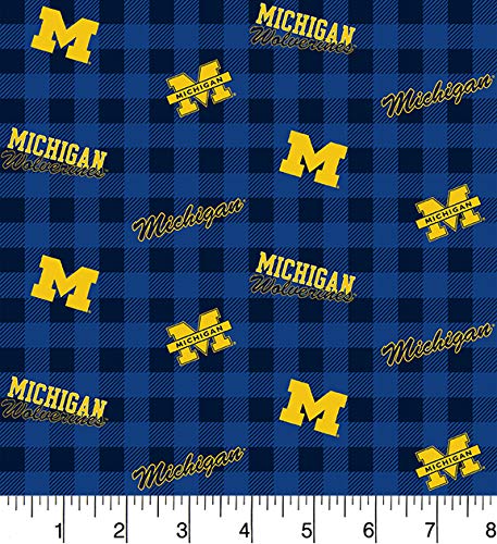 University of Michigan Cotton Fabric Buffalo Plaid Design-Newest Pattern-Sold by The Yard-SYKEL