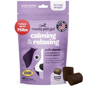 hemp calming chews for dogs | herbal dog calming chews for anxiety from normal and occasional stressors including separation storms grooming & travel | nasc certified & made in the usa | 90 chews