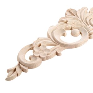 MUXSAM Carved Wood Appliques Onlays, Long Wooden Decals Trim Molding Rosette Inlays for Door Wall Mantel Cabinet Door Dresser Closet Mirror Decoration Furniture Transfer(1-Pack, 20x5cm/7.9" x2)