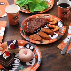 Hemoton Paper Tableware set for Halloween Nightmare Party Supplies with 24pcs Plates 24pcs Cups and 48pcs Napkins