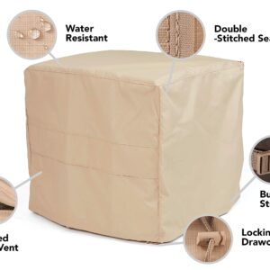 Covermates Square Patio Accent Table Cover - Heavy-Duty Polyester, Weather Resistant, Covered Mesh Vent, Patio Table Covers, 18W x 18D x 18H, Ripstop Tan