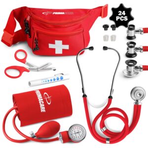 primacare cskb-9181-rd blood pressure kit with sprague rappaport stethoscope, professional series fanny pack combo, red (pack of 24)