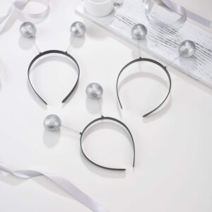 4 Pieces Martian Antenna Headband Alien Headband Boppers Silver Ball Head Boppers for Halloween Party Costume Supplies