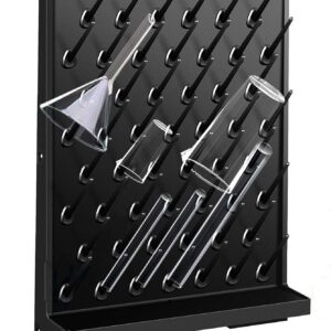 INTBUYING Bottle Drying Rack Pegboard Wall Mounted Desk Black 52 Pegs Removable PP Glassware Drying Draining Rack Education&lab Cleaning Equipment