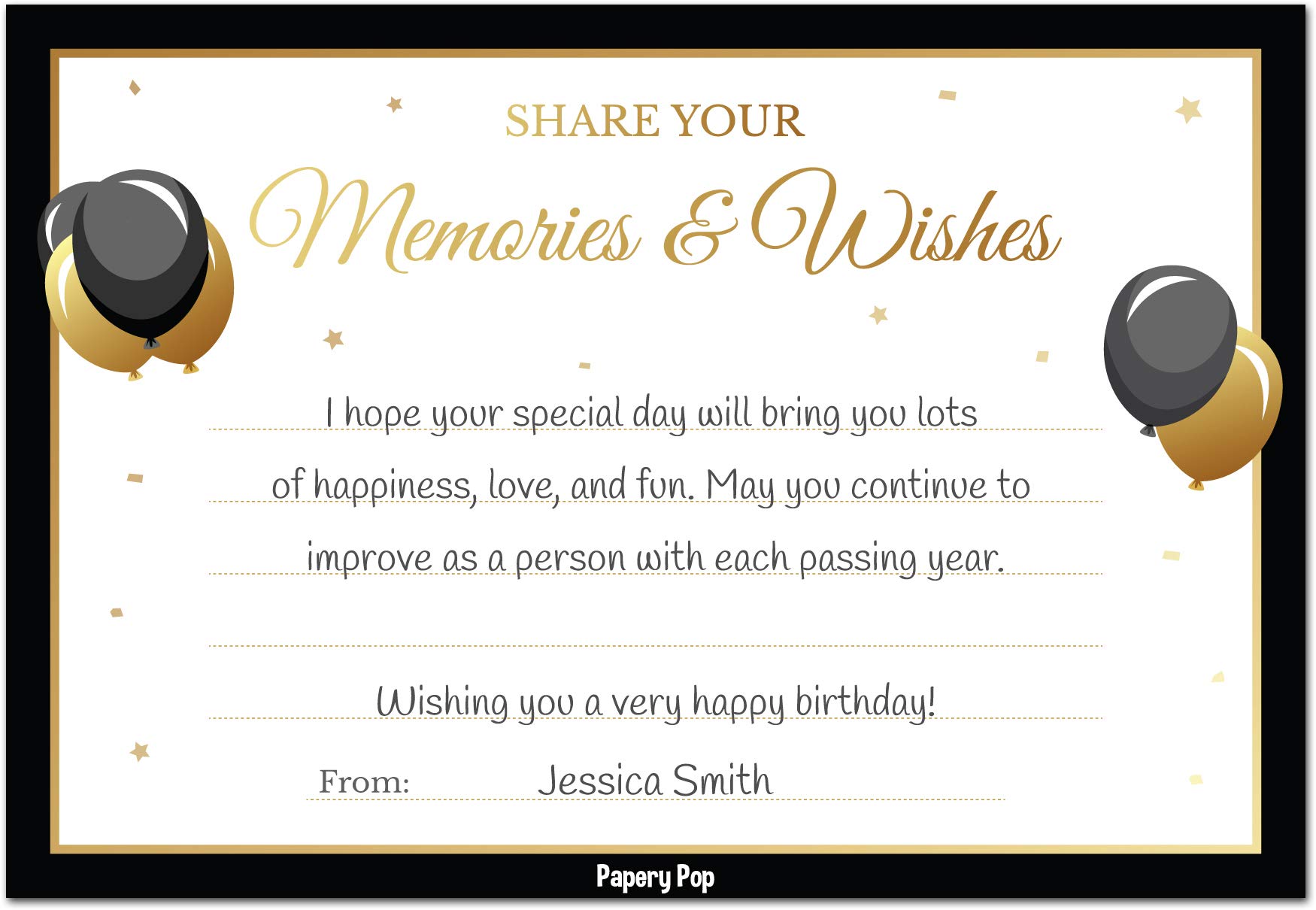 Share your Memories and Wishes (50 Cards Pack) - Any Occasion - Graduation Retirement Birthday Party Games Ideas Activities Supplies for Adults - Gender Neutral