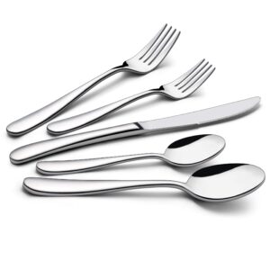 lianyu 40-piece heavy duty silverware set, stainless steel flatware cutlery set for 8, heavy weight eating utensils tableware, mirror polished, dishwasher safe