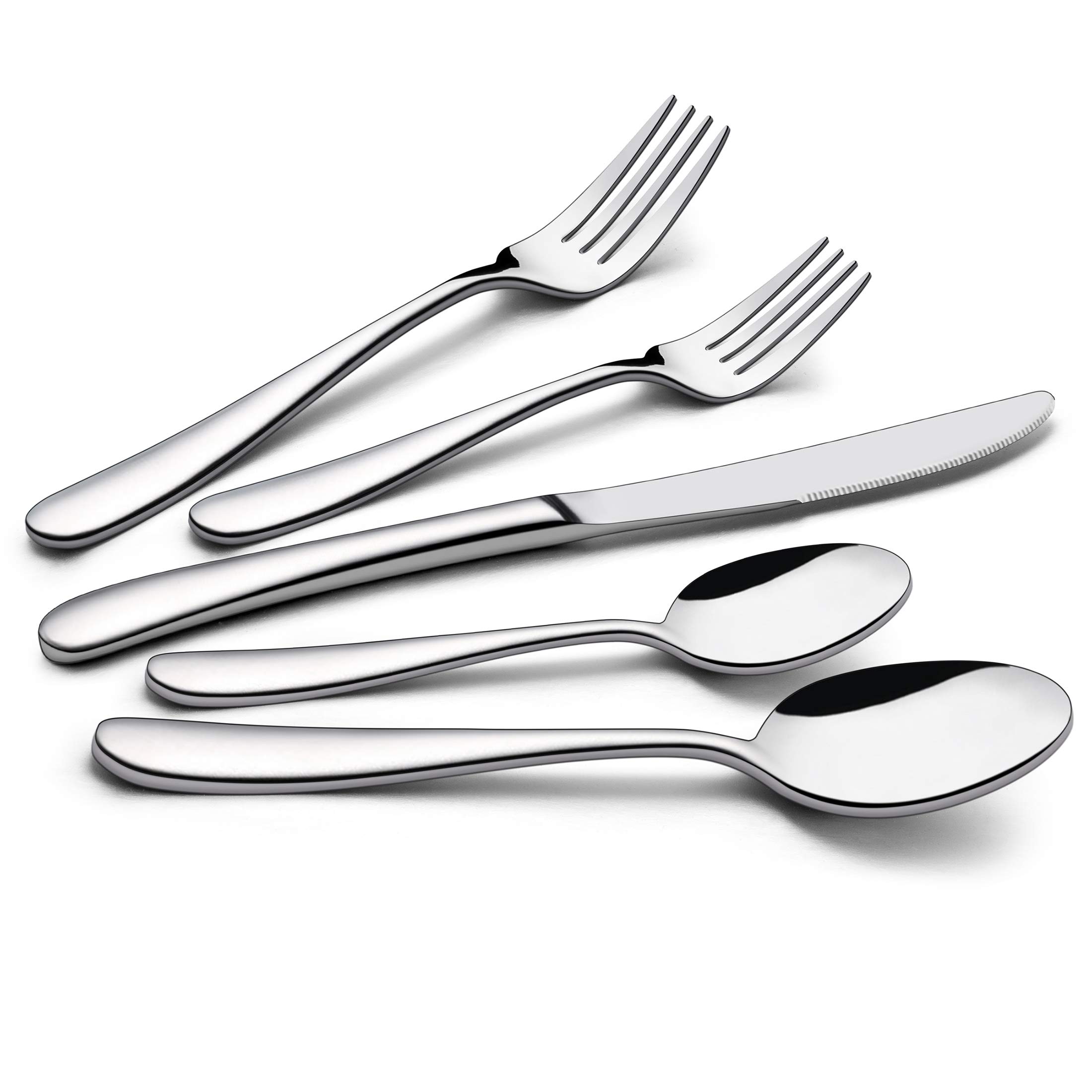 LIANYU 40-Piece Heavy Duty Silverware Set, Stainless Steel Flatware Cutlery Set for 8, Heavy Weight Eating Utensils Tableware, Mirror Polished, Dishwasher Safe