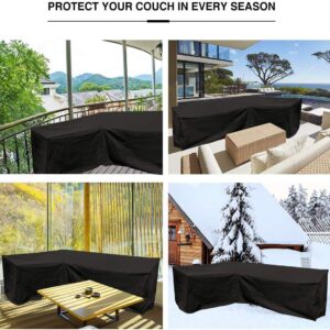 J&C Patio Sectional Covers V Shape Patio Sectional Covers Waterproof Outdoor Sofa Cover Sectional Sofa Cover Outdoor Furniture Covers for Outdoor (L-112x87in)