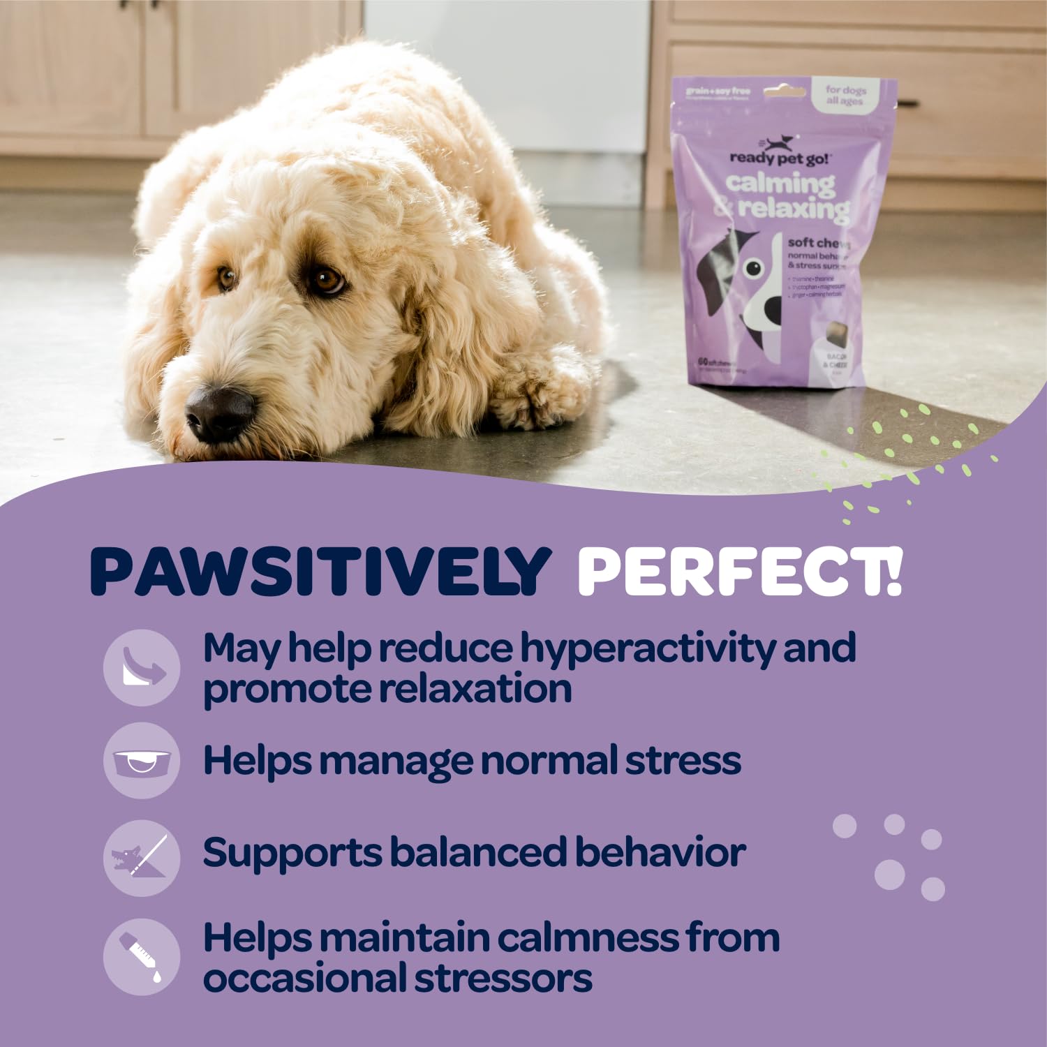 Hemp Calming Chews for Dogs | Herbal Dog Calming Chews for Anxiety from Normal and Occasional Stressors Including Separation Storms Grooming & Travel | NASC Certified & Made in the USA | 90 Chews