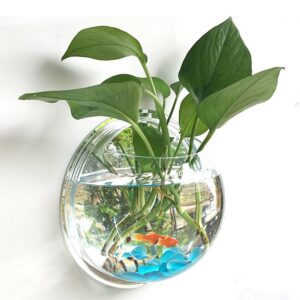 Fish Tank Wall Hanging Aquarium Round Acrylic Pot Plant Wall Mounted Bowl Aquarium Home Decoration Aquatic Pet Supplies Fish Tank 23cm