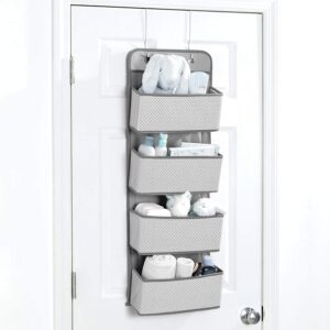 Delta Children 4 Pocket Over The Door Hanging Organizer - 2 Pack, Easy Storage/Organization Solution - Versatile and Accessible in Any Room in the House, Cool Grey