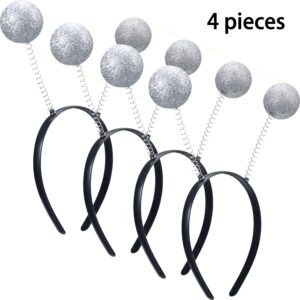 4 Pieces Martian Antenna Headband Alien Headband Boppers Silver Ball Head Boppers for Halloween Party Costume Supplies