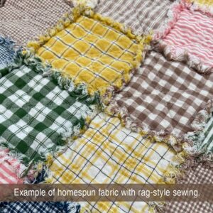 Perfect Green 6 Cotton Homespun Plaid Fabric by JCS - Sold by The Yard