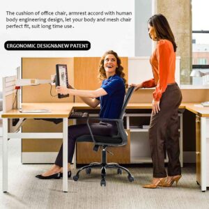 PayLessHere Ergonomic Desk Swivel Rolling Computer Executive Lumbar Support Task Mesh Chair Adjustable Stool for Women&Men, Black