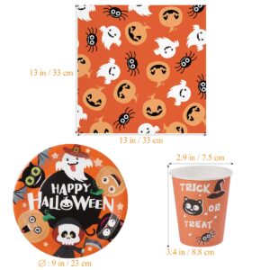 Hemoton Paper Tableware set for Halloween Nightmare Party Supplies with 24pcs Plates 24pcs Cups and 48pcs Napkins