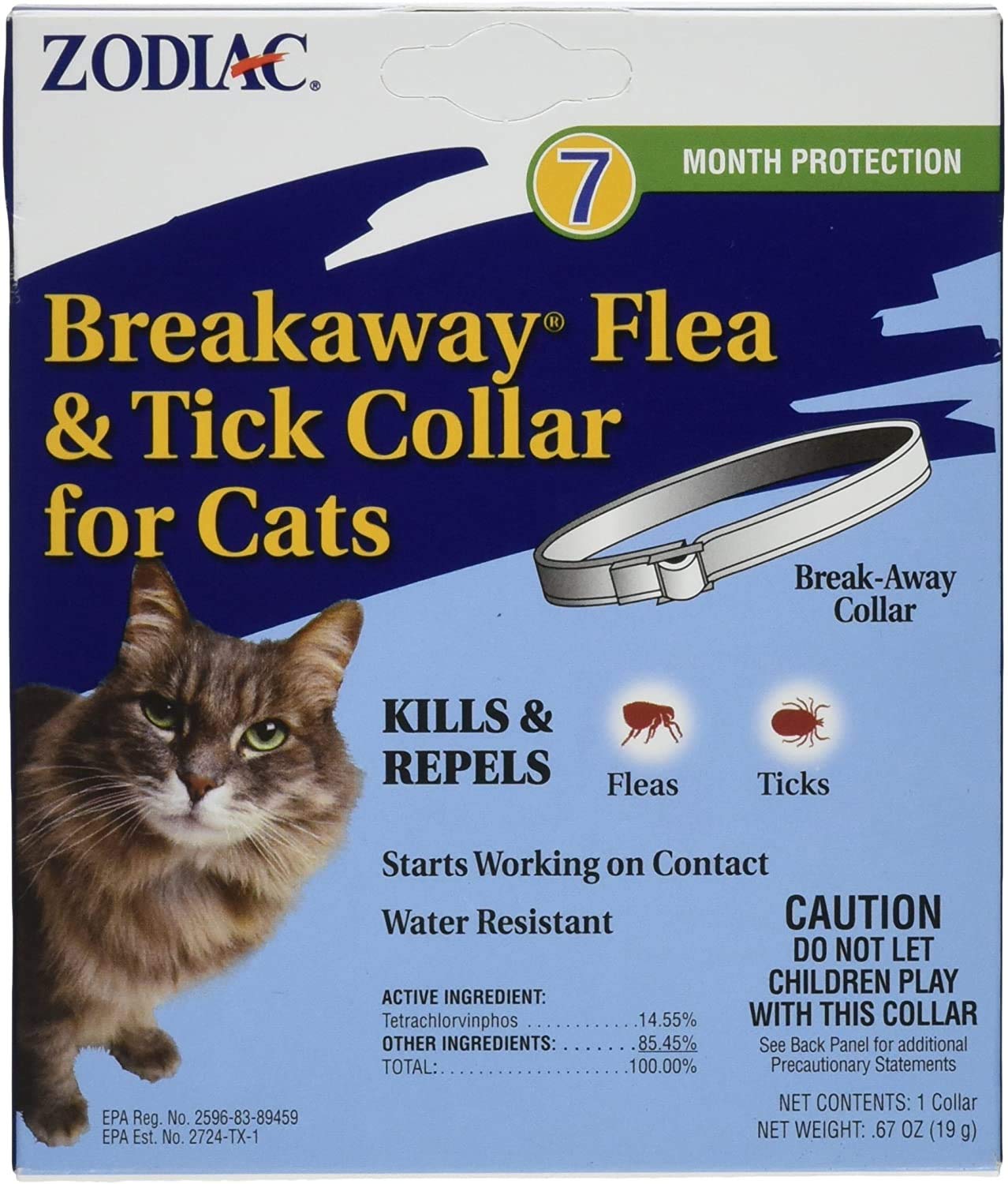 Zodiac Breakaway Flea & Tick Collar for Cats 7 Month Supply - Pack of 3