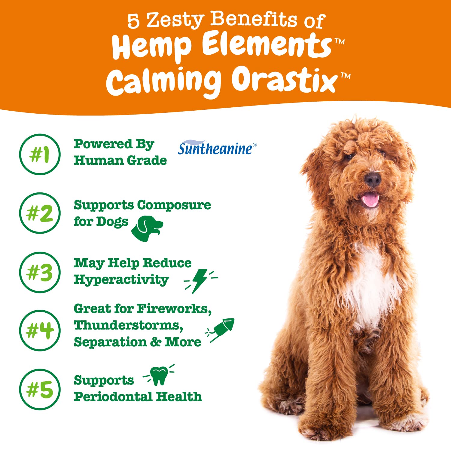 Zesty Paws OraStix for Dogs - Calming Dental Sticks for Stress with Hemp Melatonin Chamomile Dog Healthy Teeth and Gums Calm Composure for Fireworks and Thunderstorms - 12oz