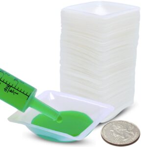 weigh boats small - 125 pack 7ml plastic disposable trays for scale, square weighing dishes for powder weight, crafts, food samples - mini pour boat tray, anti-static lab dish container