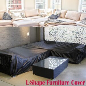 J&C Patio Sectional Covers V Shape Patio Sectional Covers Waterproof Outdoor Sofa Cover Sectional Sofa Cover Outdoor Furniture Covers for Outdoor (L-112x87in)