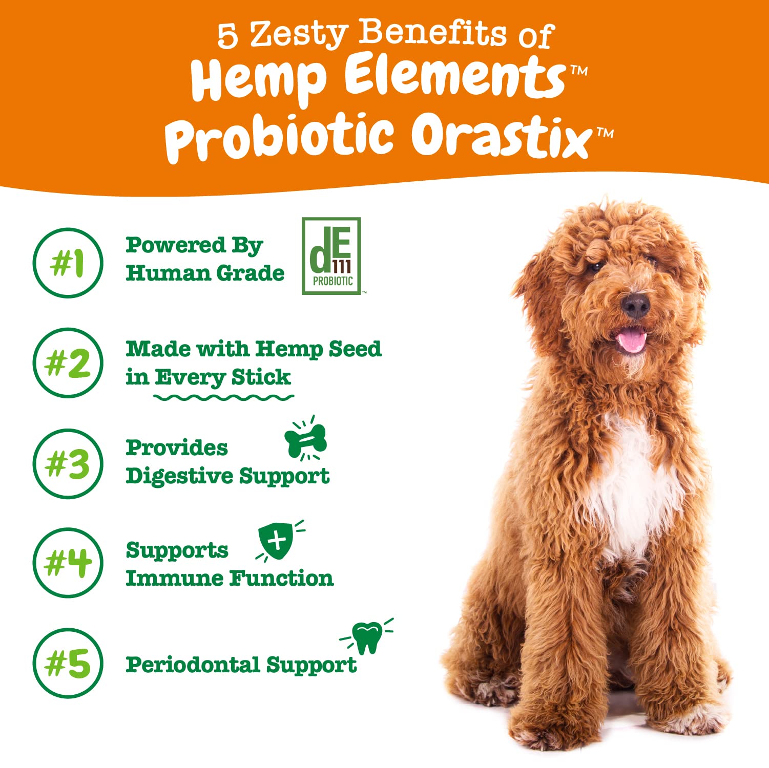 Zesty Paws OraStix for Dogs - Probiotic Sticks with Hemp Seed Curcumin Ginger Root Taurine - Supports Gut Function Flora Immune System Proprietary Healthy Teeth Gum Blend - 25oz