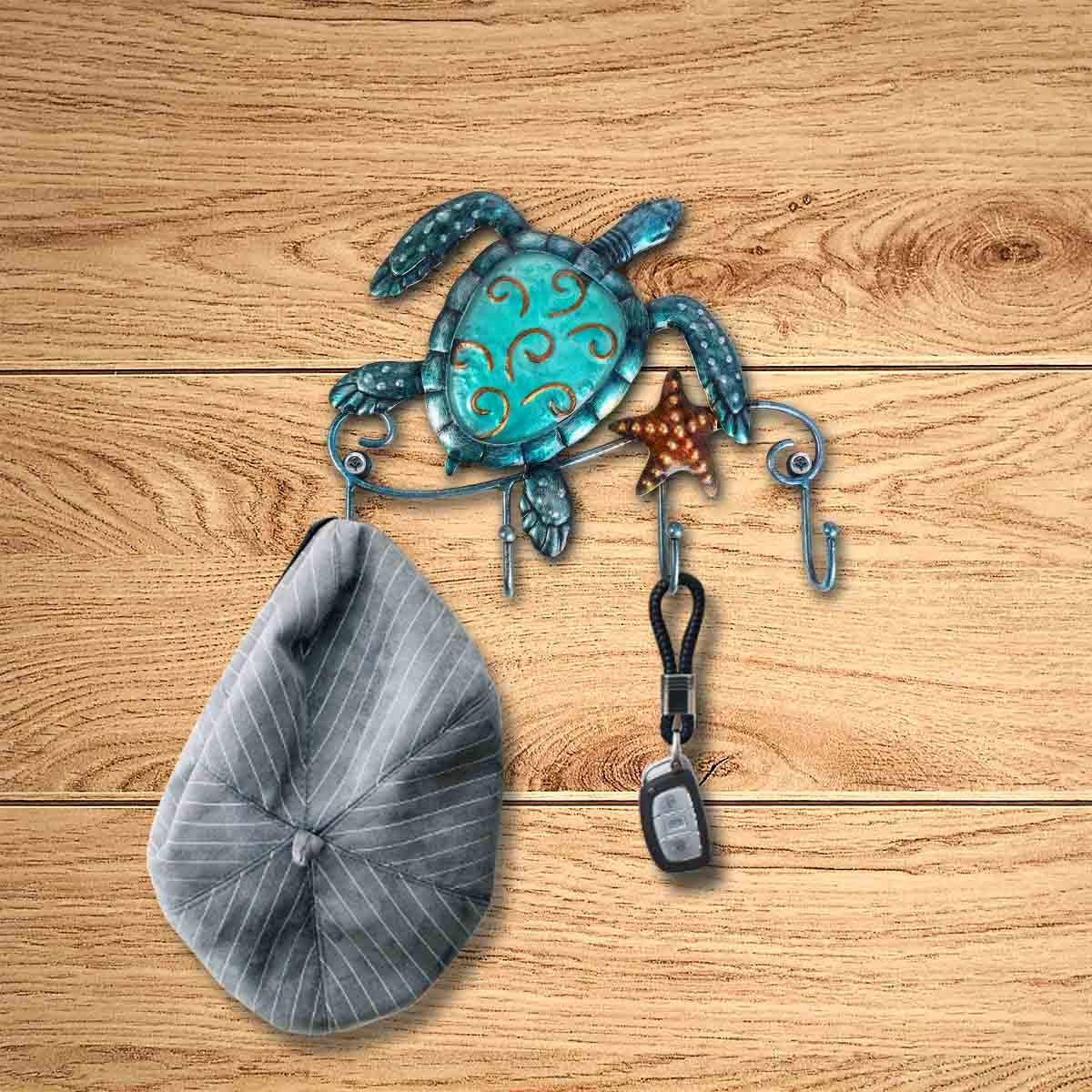 Wall Mounted Key Holder Turtle Wall Hooks Iron Key Hook Rustic Wall Decorative Hook Living Room Bathroom Ornament