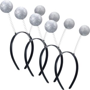 4 pieces martian antenna headband alien headband boppers silver ball head boppers for halloween party costume supplies