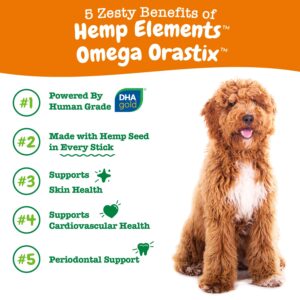 Zesty Paws OraStix for Dogs – Omega Sticks with Hemp Salmon Krill Oil Bone Broth Anti Itch Skin Coat Care Hip & Joint Health Heart Immune System Support Dog Tartar Teeth Cleaning 25oz