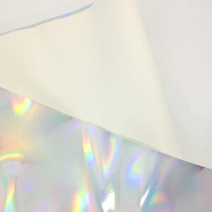 Laser Leather Holographic Vinyl Fabric Reflective Faux PU Leather for Clothing Bags DIY Bow Craft 11.8x53"