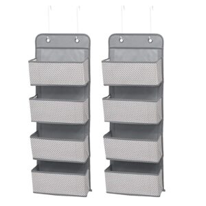 delta children 4 pocket over the door hanging organizer - 2 pack, easy storage/organization solution - versatile and accessible in any room in the house, cool grey