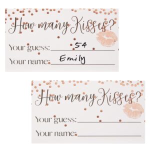 Sparkle and Bash Guess How Many Kisses Bridal Shower Game for 60 Guests for Wedding (1 Rule Board, 60 Guessing Cards)