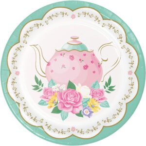 Floral Themed Tea Party Supply Pack Bundle Includes Paper Plates & Napkins for 8 Guests