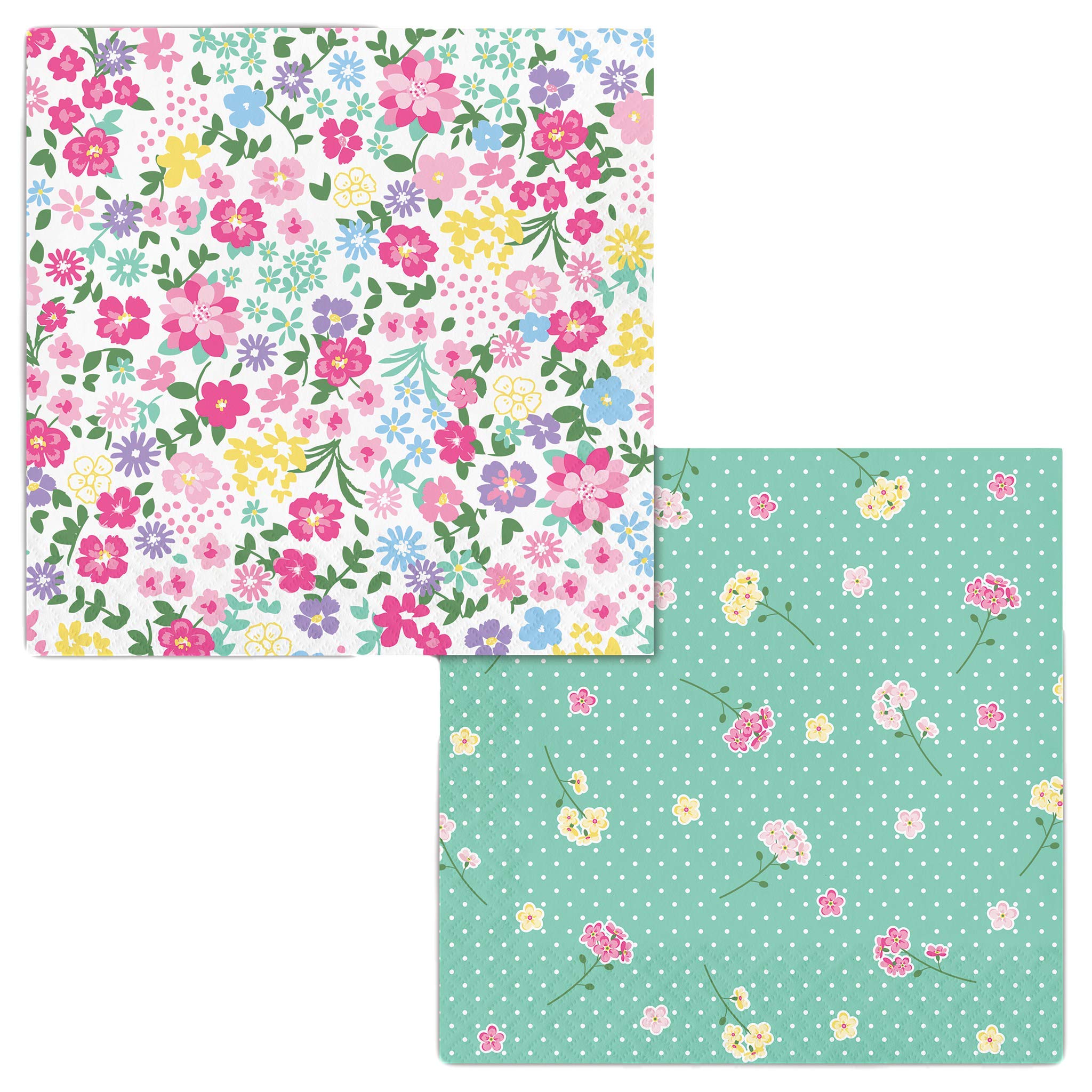 Floral Themed Tea Party Supply Pack Bundle Includes Paper Plates & Napkins for 8 Guests