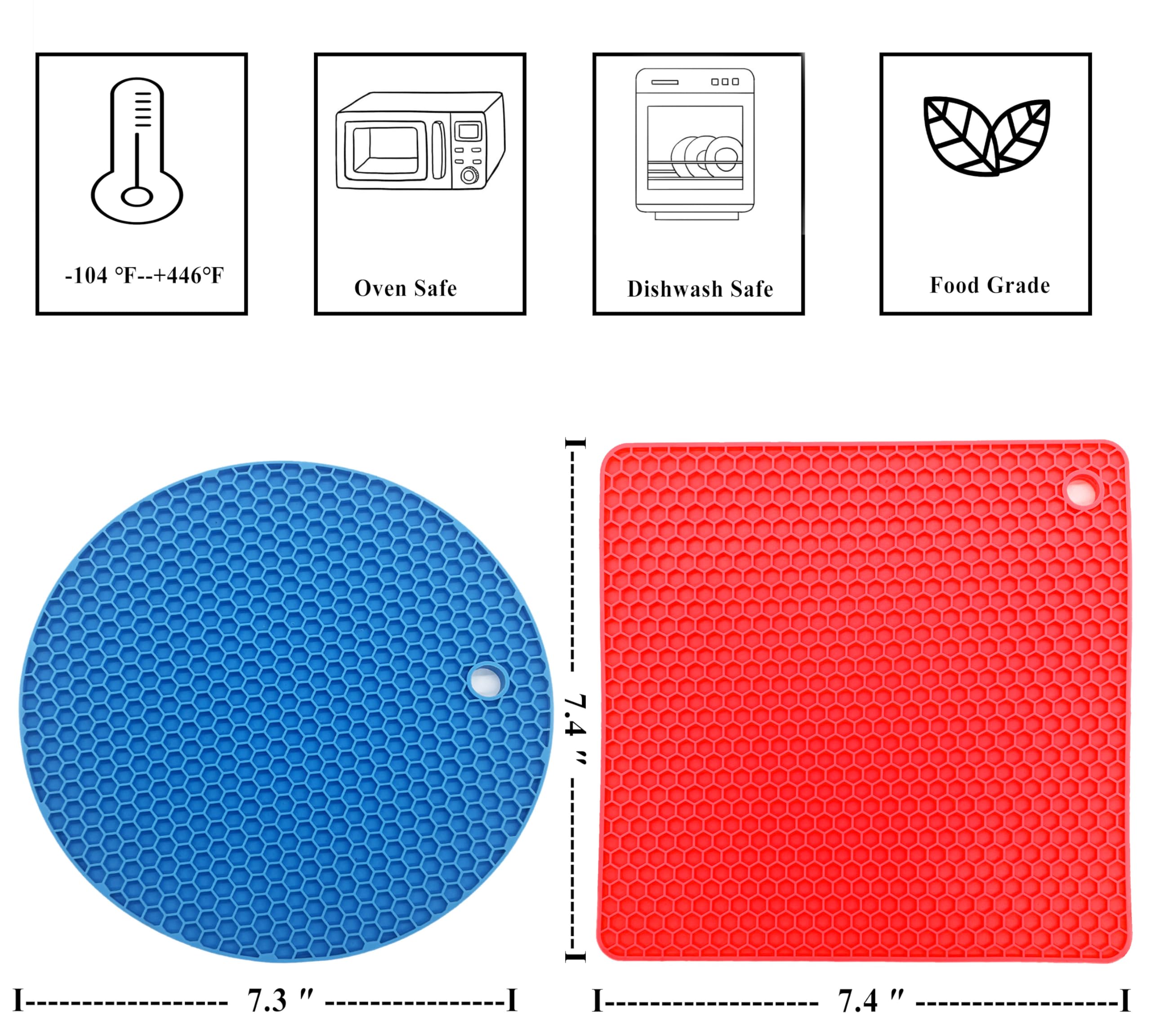 Silicone Trivet Mat, Pot Holders, Hot Pads, Non-Slip Mat,4 Pack (Mixed)