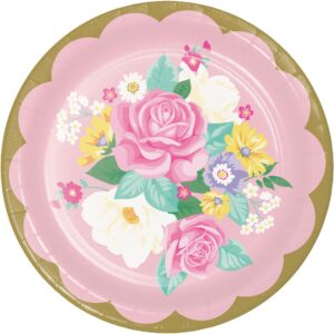 Floral Themed Tea Party Supply Pack Bundle Includes Paper Plates & Napkins for 8 Guests