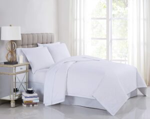 charisma percale cotton 400 thread count duvet cover set, king, white