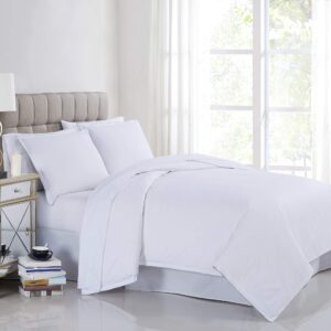 Charisma Percale Cotton 400 Thread Count Duvet Cover Set, King, White