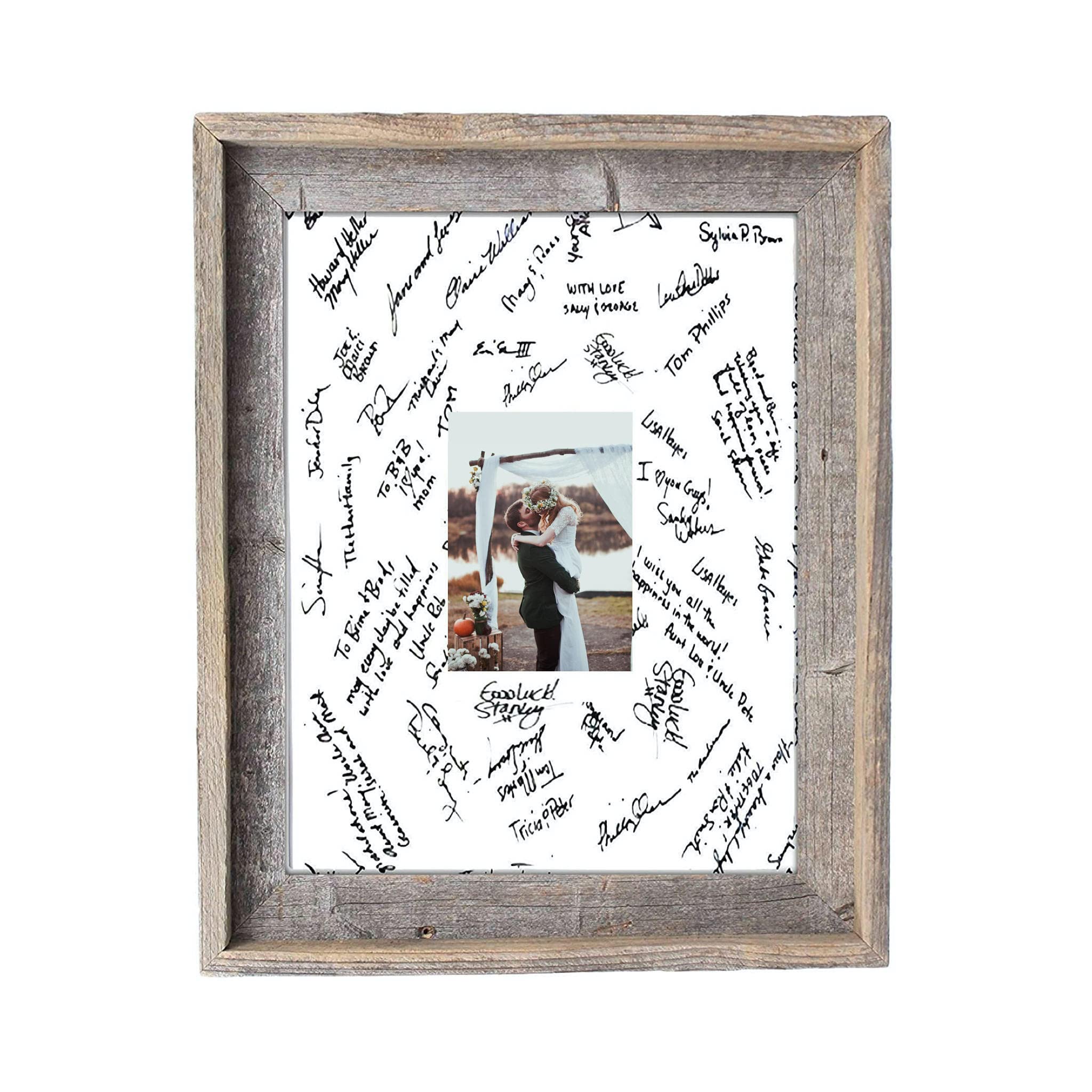 BarnwoodUSA 18x24 Wedding Guest Signature Frame | Displays 8x10 Photo with White Mat for Autographs | Wedding, Graduations, Birthday, Retirement |Commemorate Events with Guest Signatures & Messages