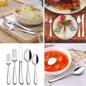 LIANYU 40-Piece Heavy Duty Silverware Set, Stainless Steel Flatware Cutlery Set for 8, Heavy Weight Eating Utensils Tableware, Mirror Polished, Dishwasher Safe