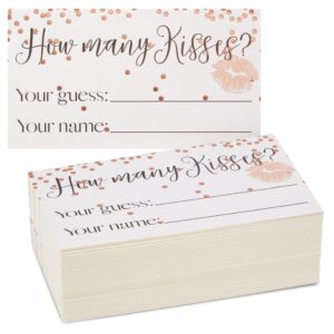 Sparkle and Bash Guess How Many Kisses Bridal Shower Game for 60 Guests for Wedding (1 Rule Board, 60 Guessing Cards)