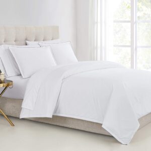 Charisma Percale Cotton 400 Thread Count Duvet Cover Set, King, White