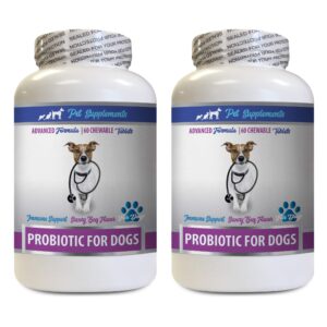 PET SUPPLEMENTS Dog probiotics and Digestive enzymes Powder - PROBIOTICS for Dogs - Healthy Gut - Stop Gas Diarrhea and Bad Breath - Digestive Boost - Dog probiotics Organic - 2 Bottles (120 Treats)