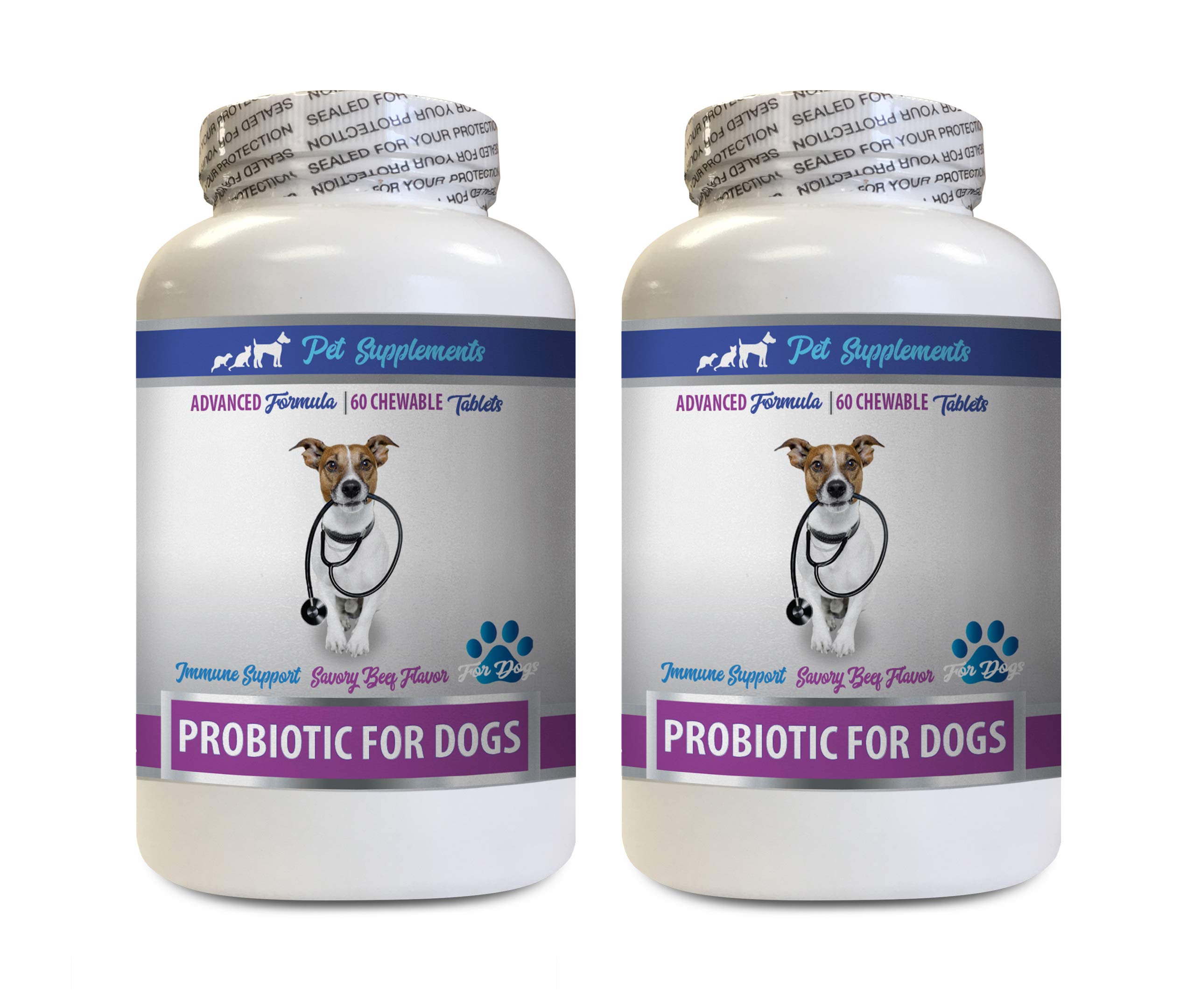 PET SUPPLEMENTS Dog probiotics and Digestive enzymes Powder - PROBIOTICS for Dogs - Healthy Gut - Stop Gas Diarrhea and Bad Breath - Digestive Boost - Dog probiotics Organic - 2 Bottles (120 Treats)