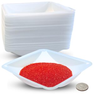 weigh boats large - 125 pack 330ml plastic disposable trays for scale, square weighing dishes for powder weight, epoxy, food sample tray, crafts - pour boat, anti-static polystyrene lab dish container