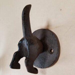 5 pc Dog Tail Wall Hooks Rustic Cast Iron w/Hardware