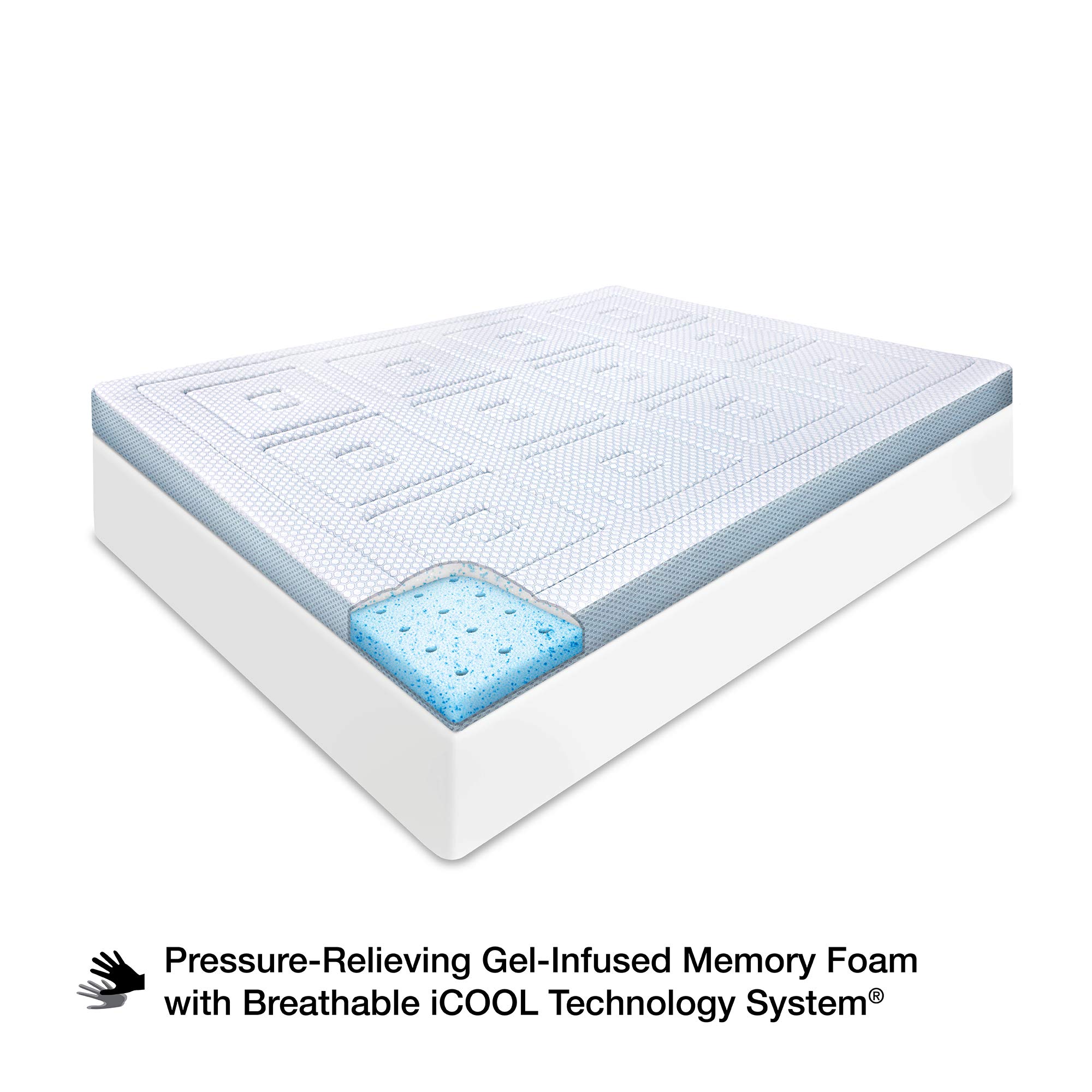 SensorPEDIC SensorCOOL 3-Inch Gel-Infused Mattress Topper, Twin, White